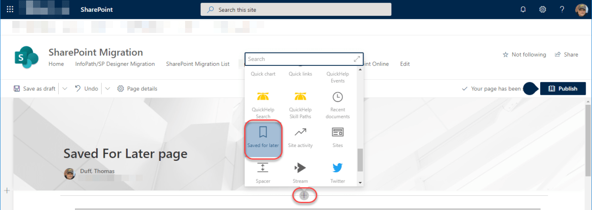 Saved For Later web part for SharePoint Online – One Minute Office Magic