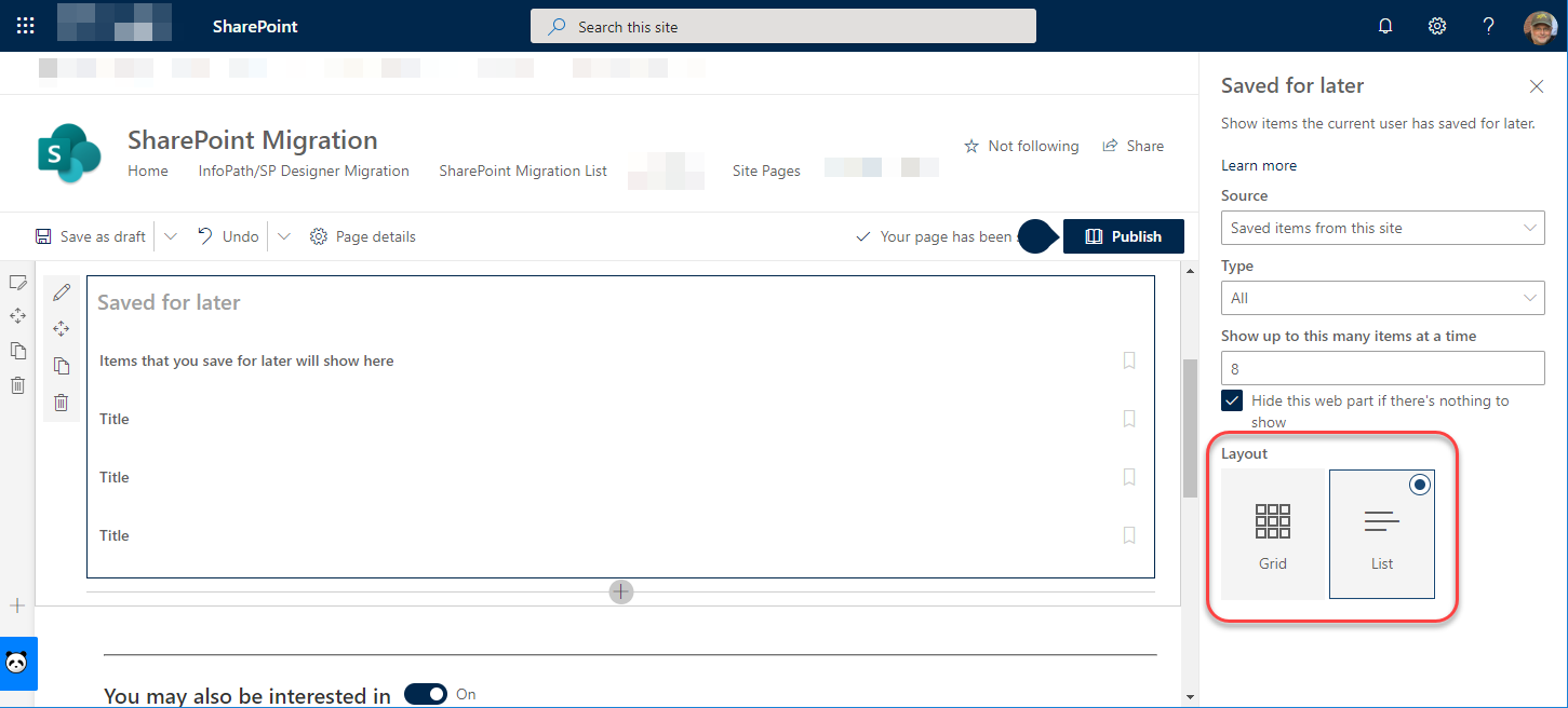 Saved For Later web part for SharePoint Online – One Minute Office Magic