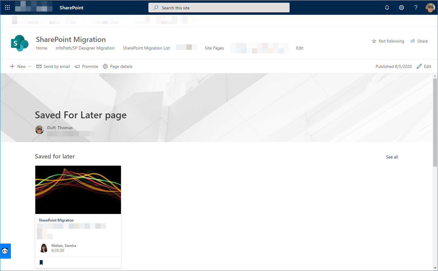 Saved For Later web part for SharePoint Online – One Minute Office Magic