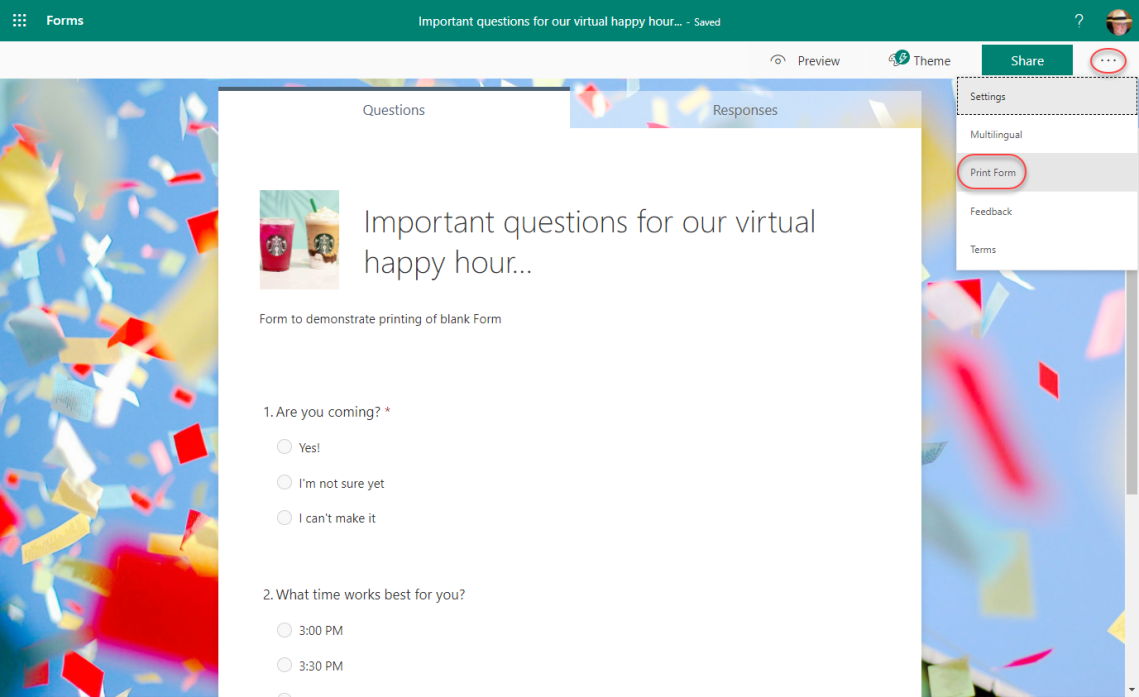 Printing a blank copy of your Microsoft Forms – One Minute Office Magic