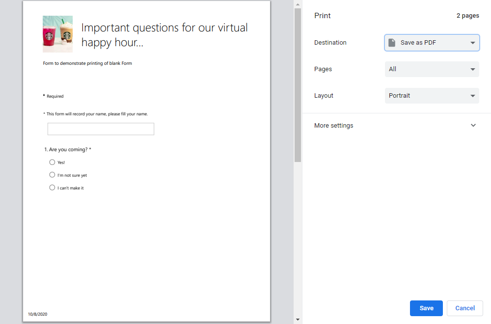 Printing a blank copy of your Microsoft Forms – One Minute Office Magic