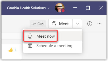 Starting an instant Microsoft Teams meeting with Outlook’s Meet Now ...