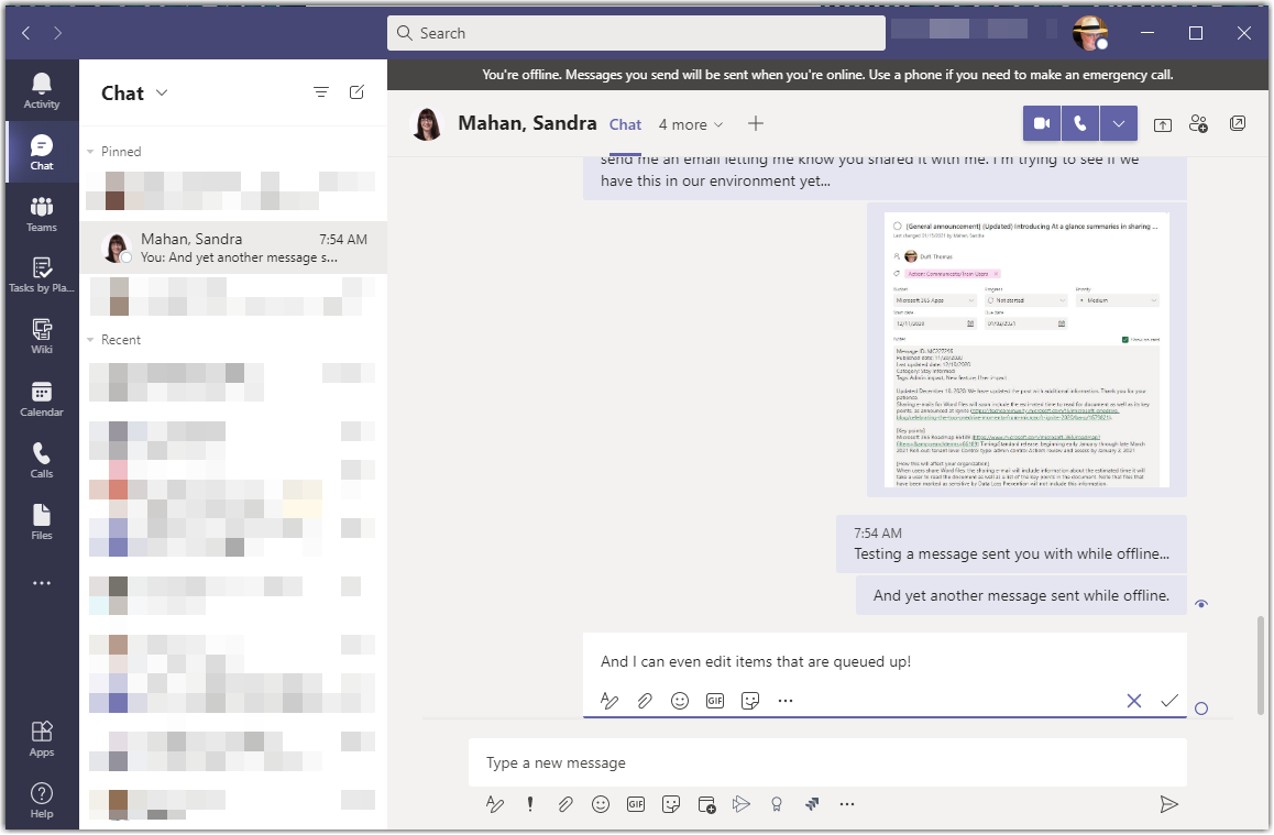 Queuing Microsoft Teams messages when you’re offline – One Minute ...