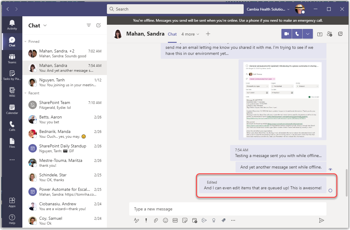 Queuing Microsoft Teams messages when you’re offline – One Minute ...