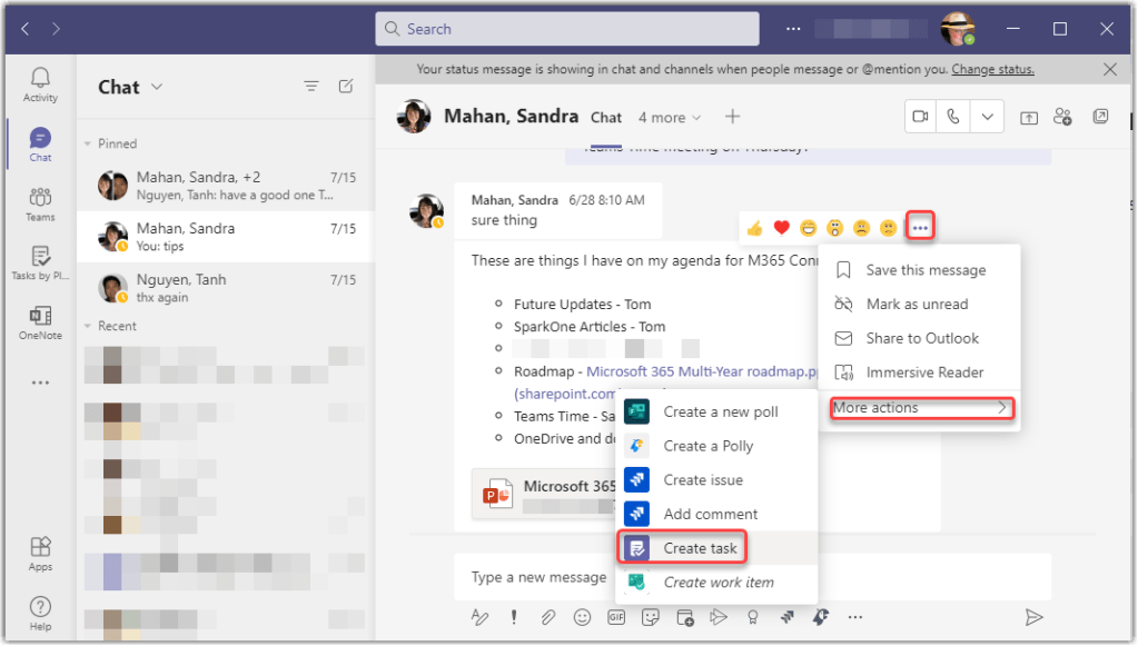 Adding Tasks from a Microsoft Teams chat or channel – One Minute Office ...