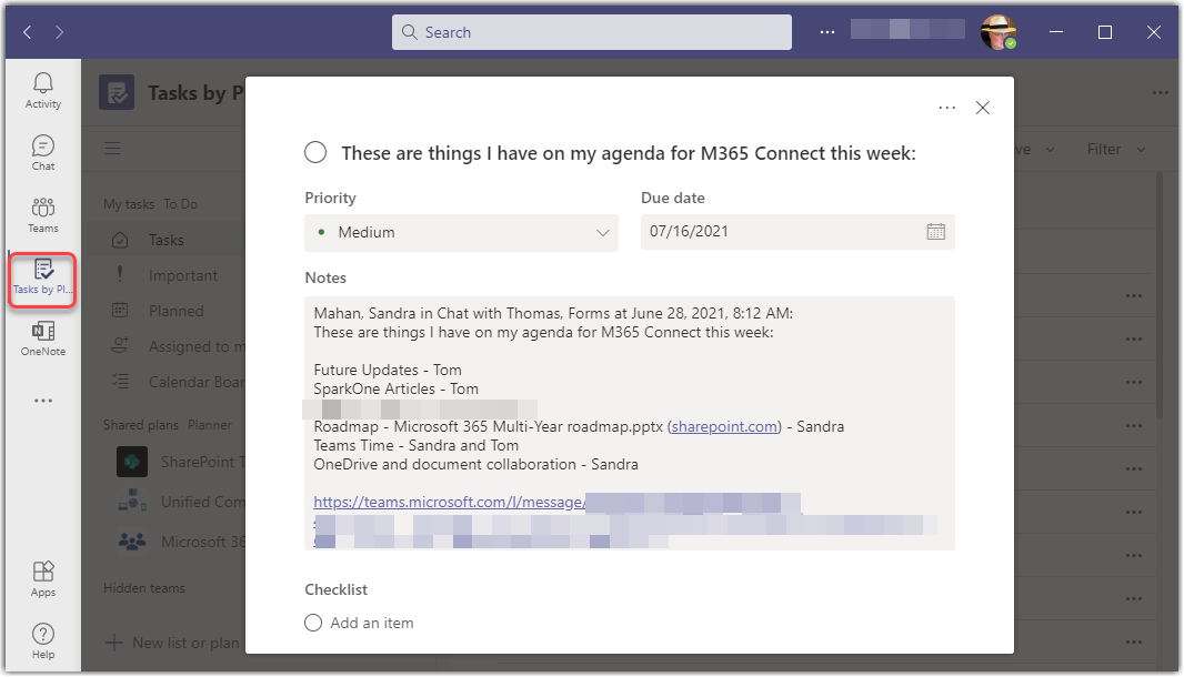 Adding Tasks from a Microsoft Teams chat or channel – One Minute Office ...