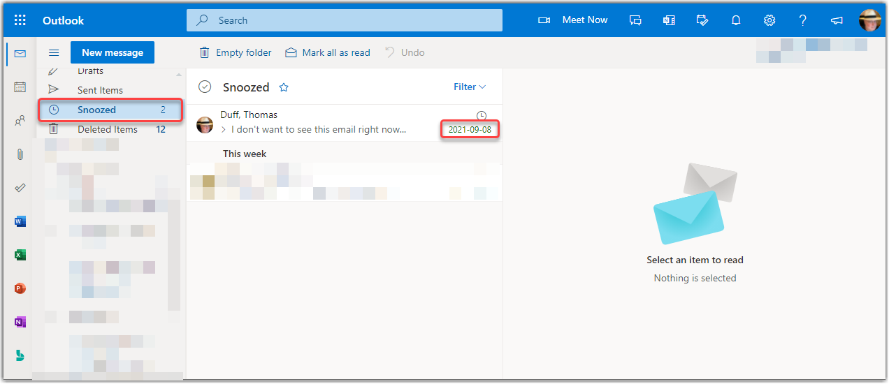 Snoozing emails in your browser-based version of Outlook – One Minute ...