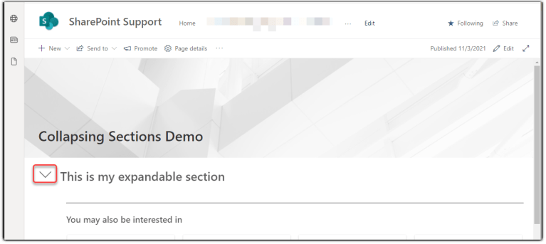 Adding Collapsible Sections on your modern SharePoint page – One Minute ...