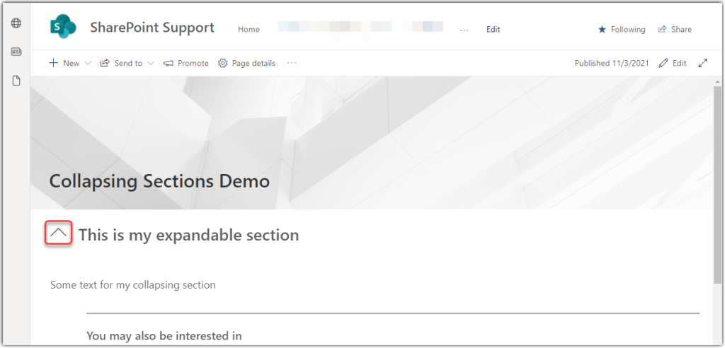 Adding Collapsible Sections on your modern SharePoint page – One Minute Office Magic