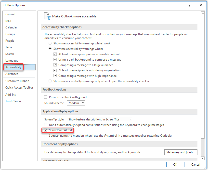 Using the Read Aloud feature in the Outlook client – One Minute Office ...