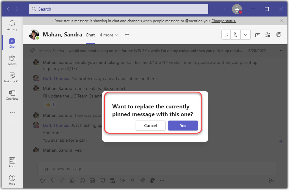 Pinning a chat message in Microsoft Teams – One Minute Office Magic