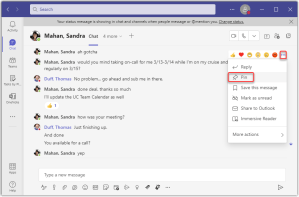 Pinning a chat message in Microsoft Teams – One Minute Office Magic