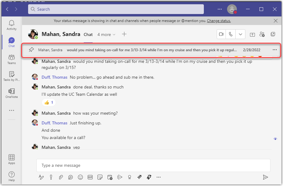 Pinning a chat message in Microsoft Teams – One Minute Office Magic