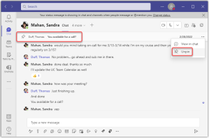 Pinning a chat message in Microsoft Teams – One Minute Office Magic