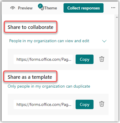 Splitting up the Collect Responses and Collaboration options in Microsoft Forms – One Minute ...