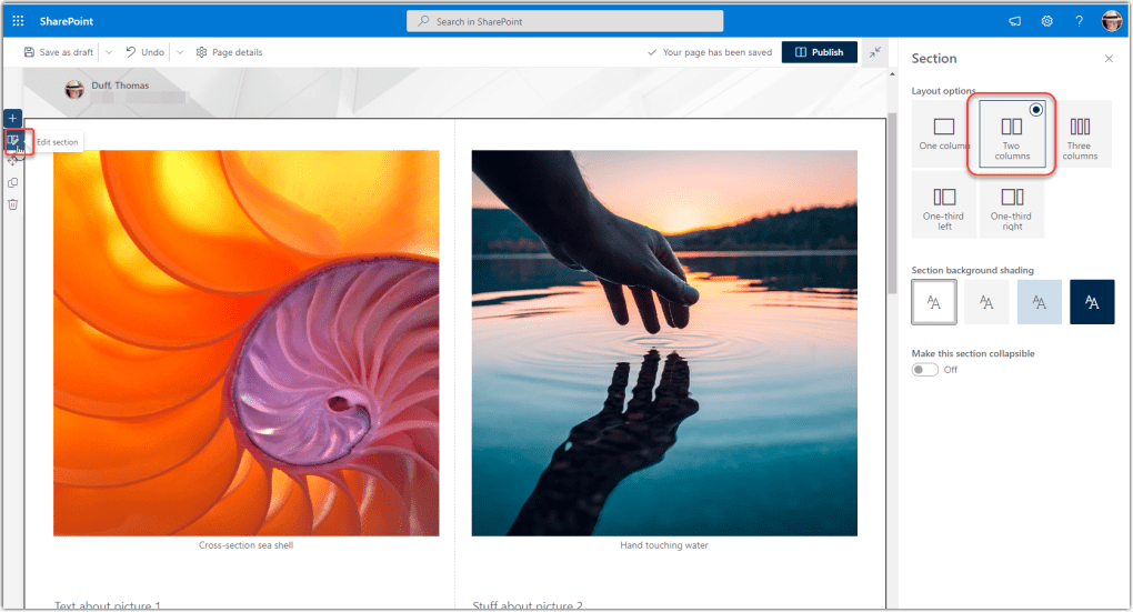 Using Section Template on Microsoft SharePoint Online pages – One ...