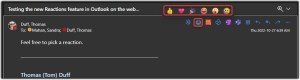 Email Reactions in Outlook on the Web – One Minute Office Magic