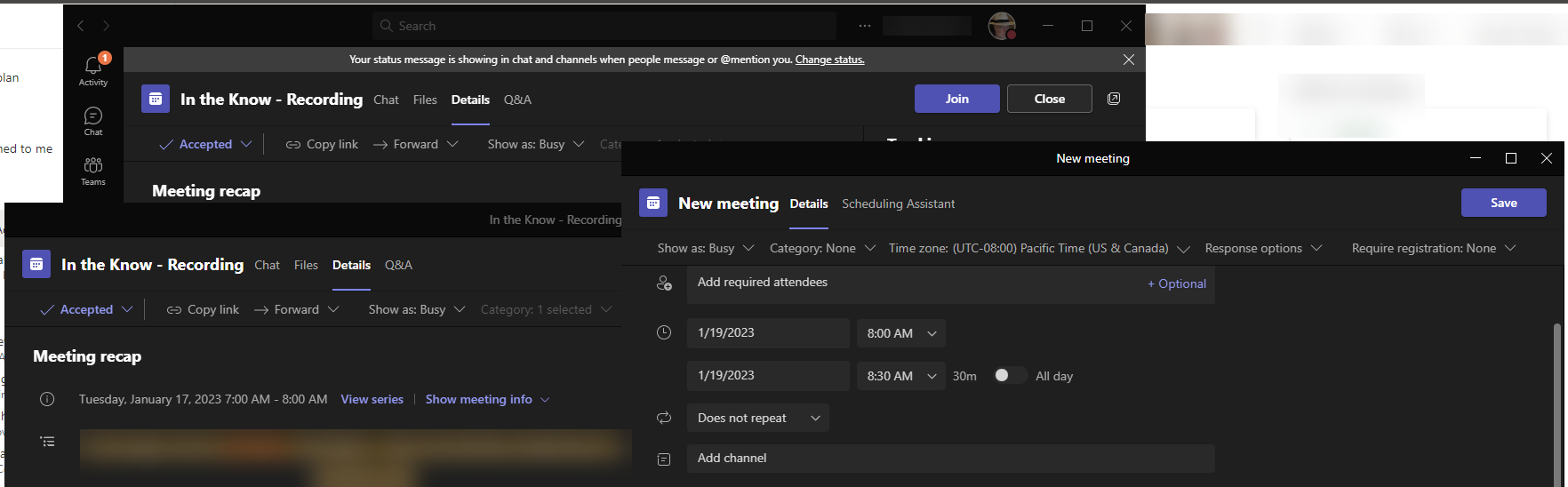 Microsoft Teams calendar pop-out screens – One Minute Office Magic
