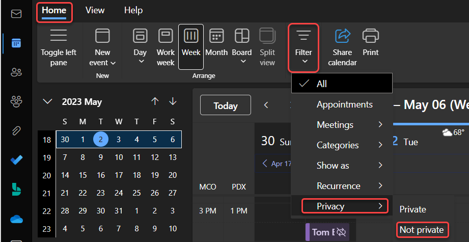 Filtering out calendar entries on Outlook for the web – One Minute ...