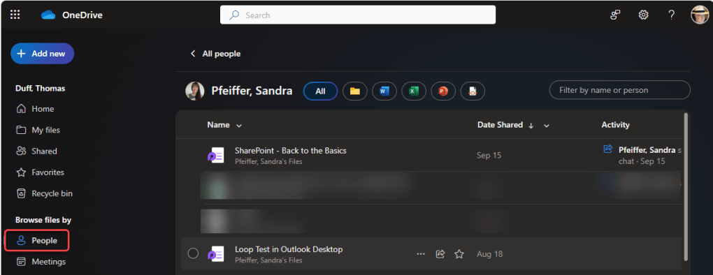 Finding OneDrive files by person or meeting – One Minute Office Magic