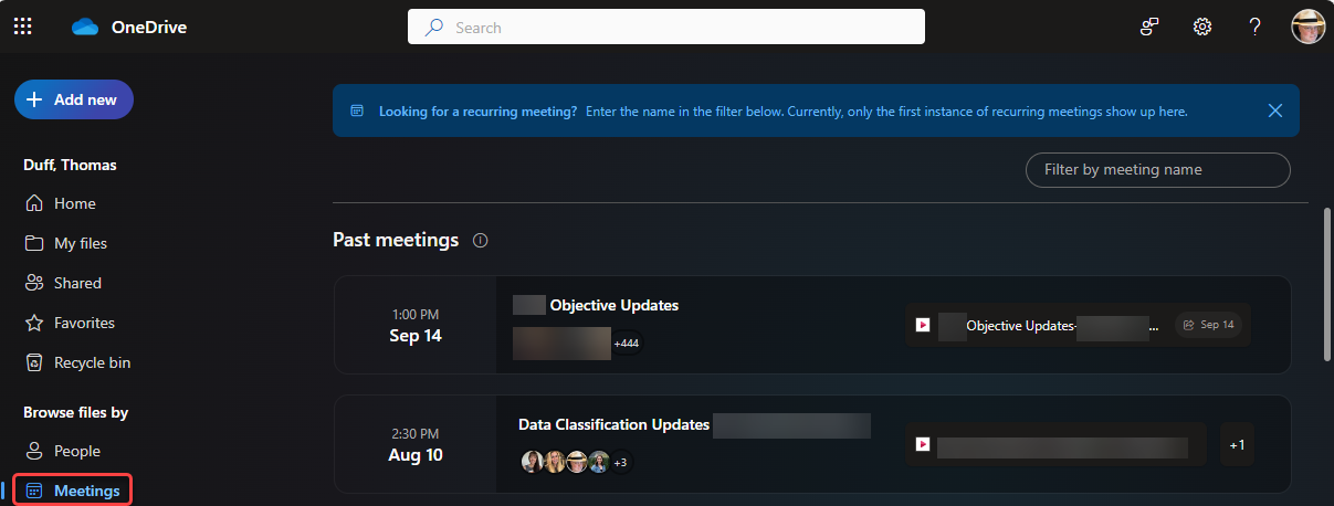 Finding OneDrive files by person or meeting – One Minute Office Magic