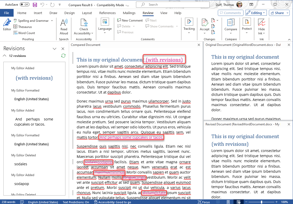 Comparing two documents in Microsoft Word – One Minute Office Magic
