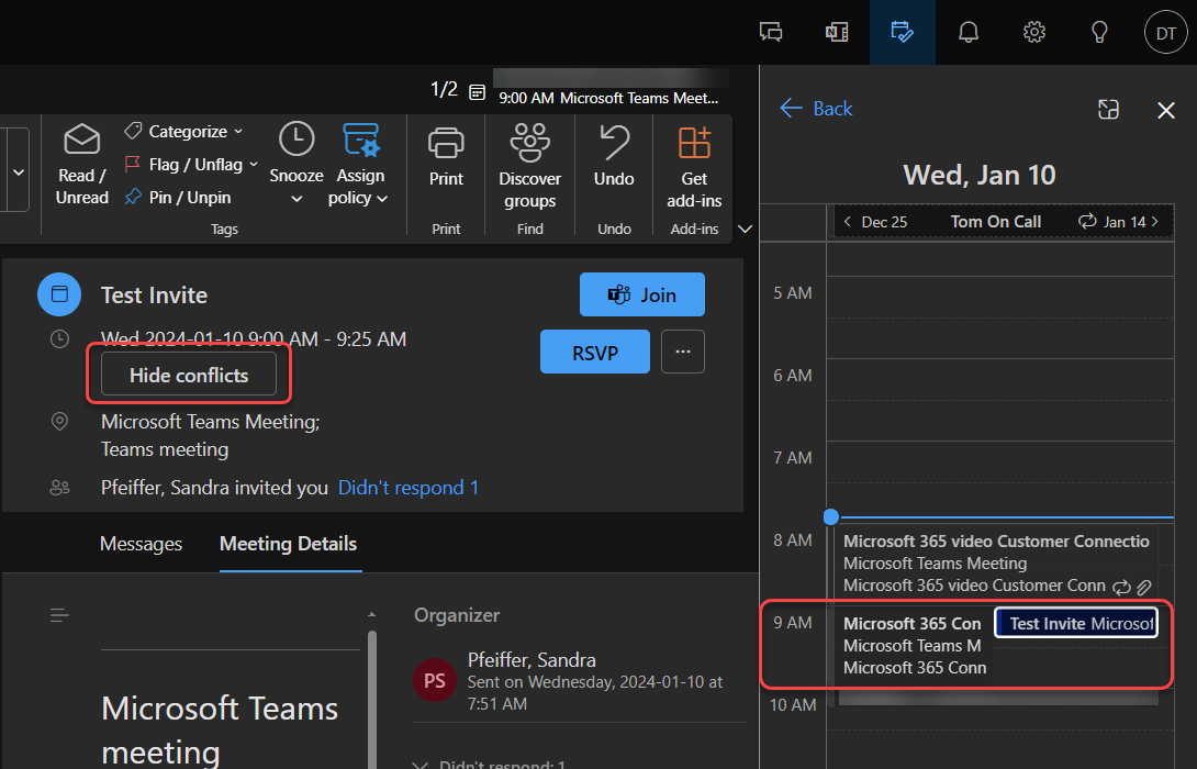 Showing Outlook calendar conflicts when RSVP’ing – One Minute Office Magic