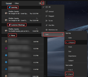 Sorting messages by Category in Outlook on the web – One Minute Office ...