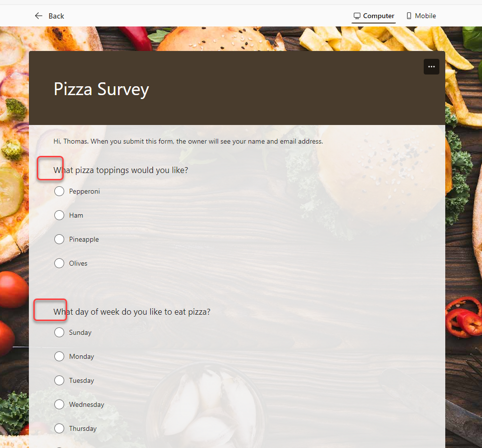 Removing question numbers on Microsoft Forms – One Minute Office Magic