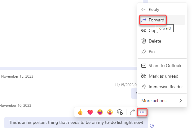 Forwarding chat messages in new Microsoft Teams – One Minute Office Magic