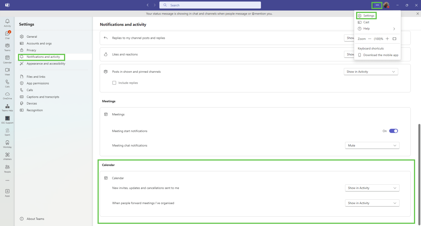 Turning off Activity Feed calendar alerts in Microsoft Teams – One ...