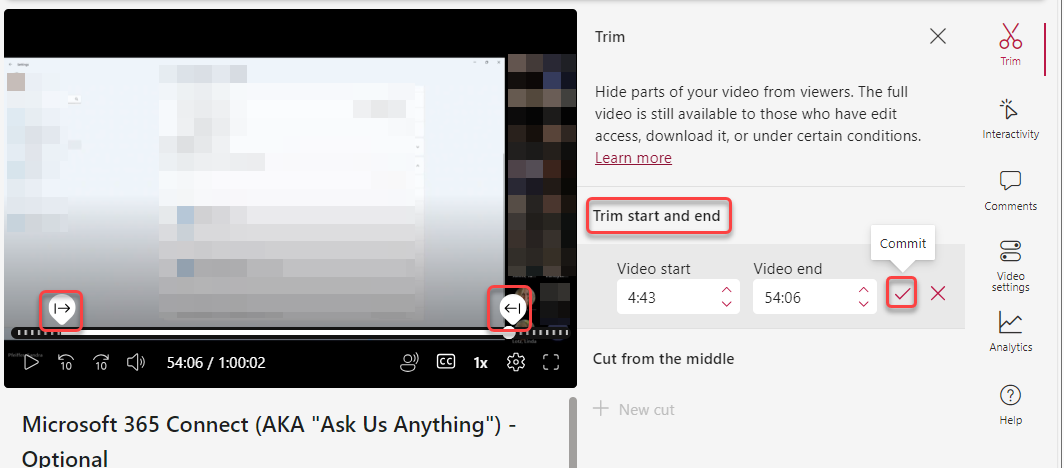 Using the Trim function in Microsoft Stream – One Minute Office Magic