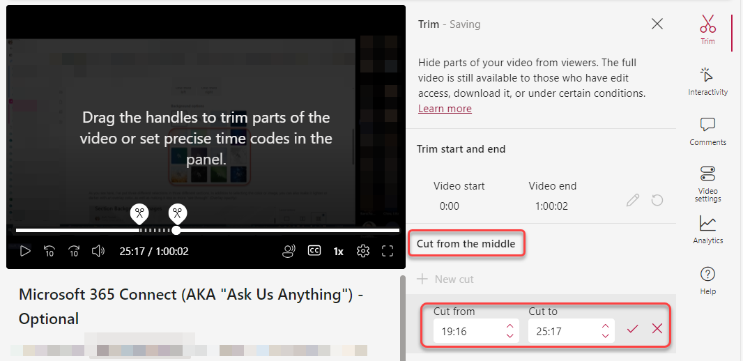 Using the Trim function in Microsoft Stream – One Minute Office Magic