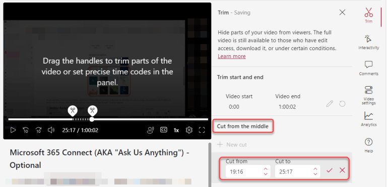 Using the Trim function in Microsoft Stream – One Minute Office Magic