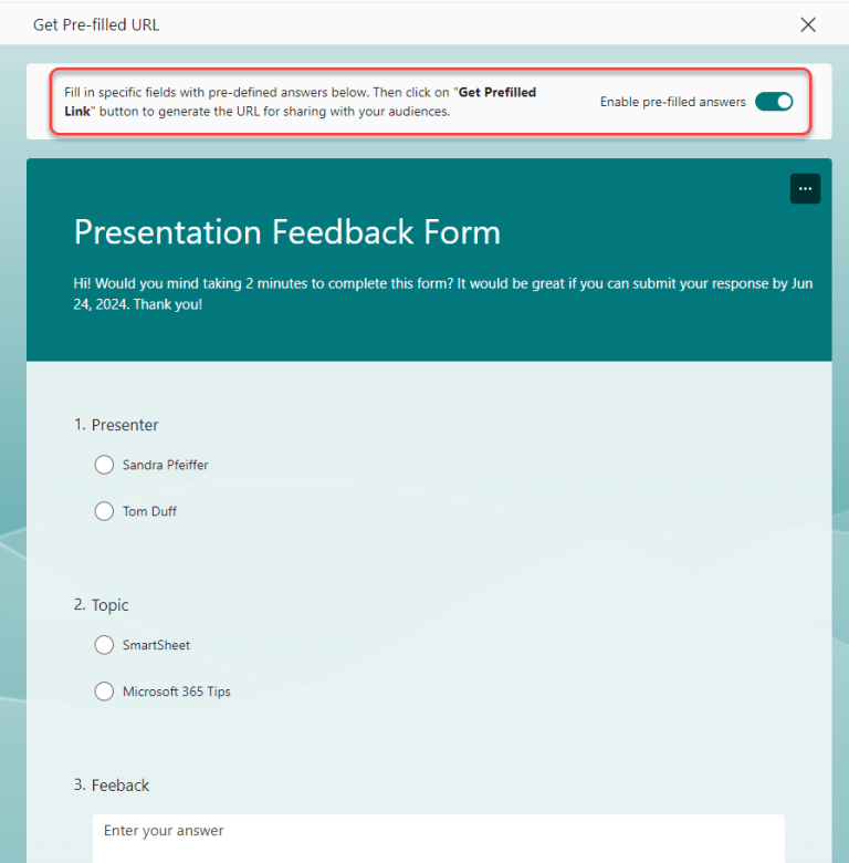 Using pre-filled forms in Microsoft Forms – One Minute Office Magic