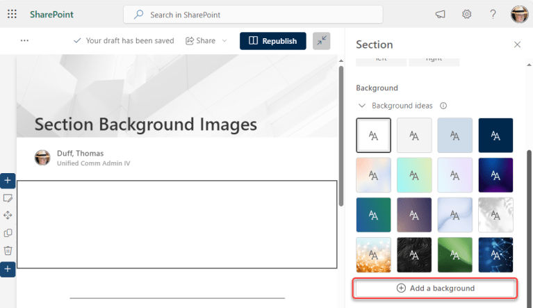 Using custom background images in SharePoint page sections – One Minute ...