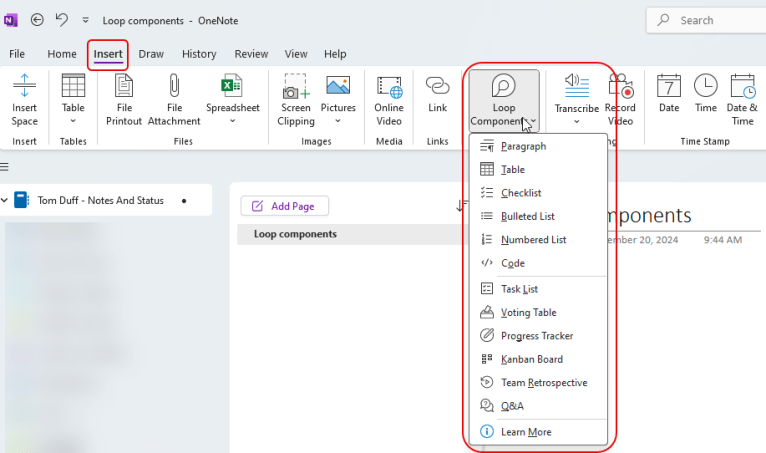 Using Loop in OneNote – One Minute Office Magic