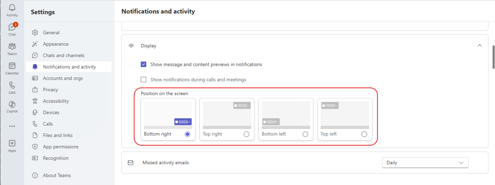 Changing the placement of your Microsoft Teams notifications – One ...