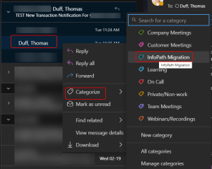 Categorize single items in conversation view in Microsoft Outlook for ...