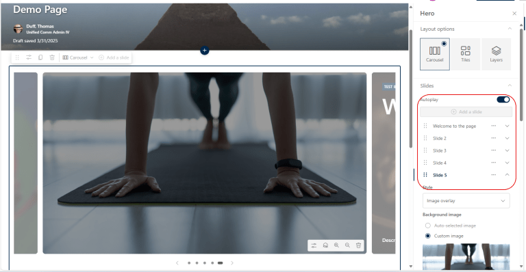 Using the new Carousel option in the SharePoint page Hero web part ...
