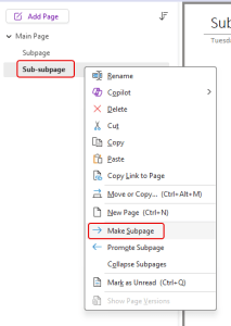 Having sub-subpages in OneNote – One Minute Office Magic
