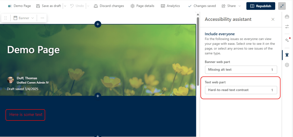 Using the Accessibility Assistant on SharePoint pages – One Minute ...
