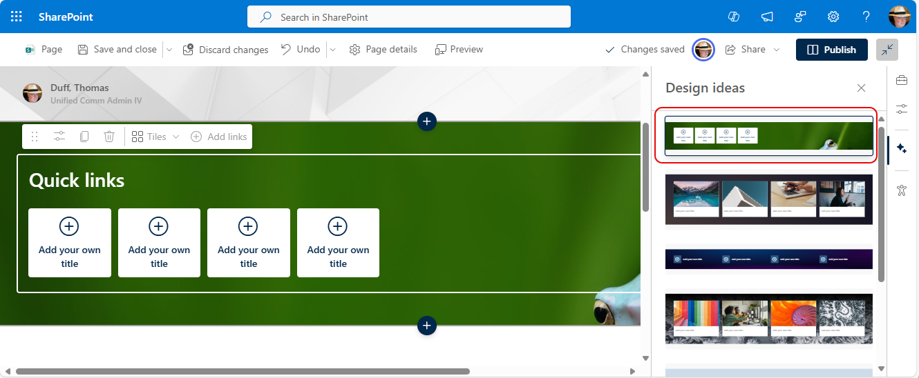 Using Design Ideas for a Quick Links web part – One Minute Office Magic