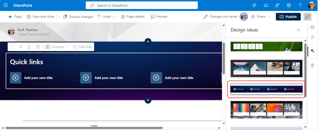 Using Design Ideas for a Quick Links web part – One Minute Office Magic
