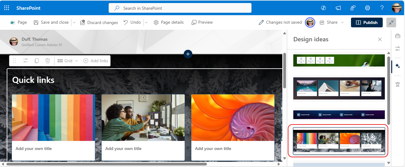 Using Design Ideas for a Quick Links web part – One Minute Office Magic
