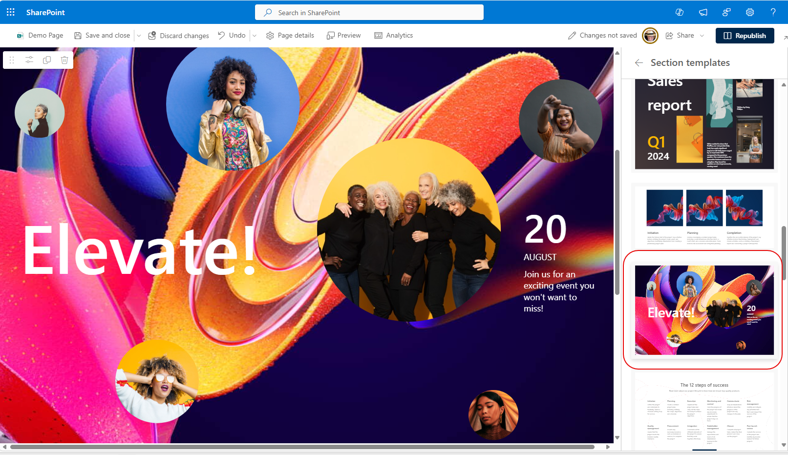 Using Section Templates on a SharePoint page – One Minute Office Magic