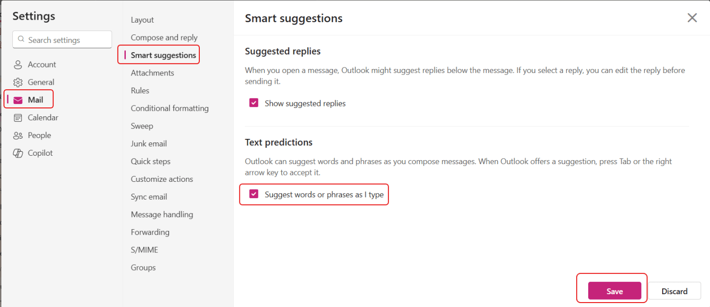 Turning on Smart Suggestions in Outlook in the browser – One Minute ...