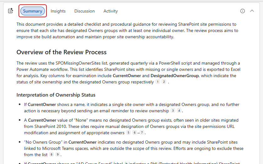 Getting a document summary in web-based Microsoft Word – One Minute ...