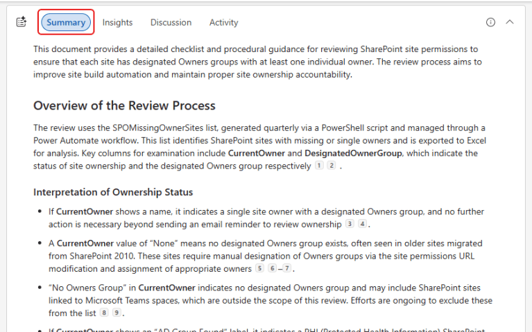 Getting a document summary in web-based Microsoft Word – One Minute ...