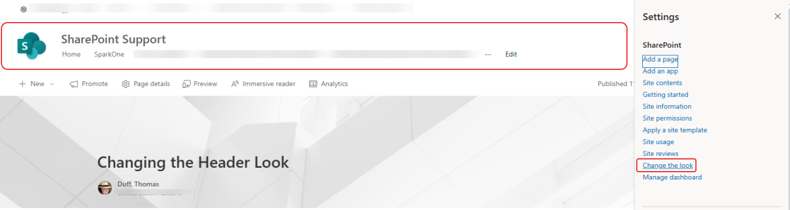 Changing the look of the header on your SharePoint site – One Minute ...